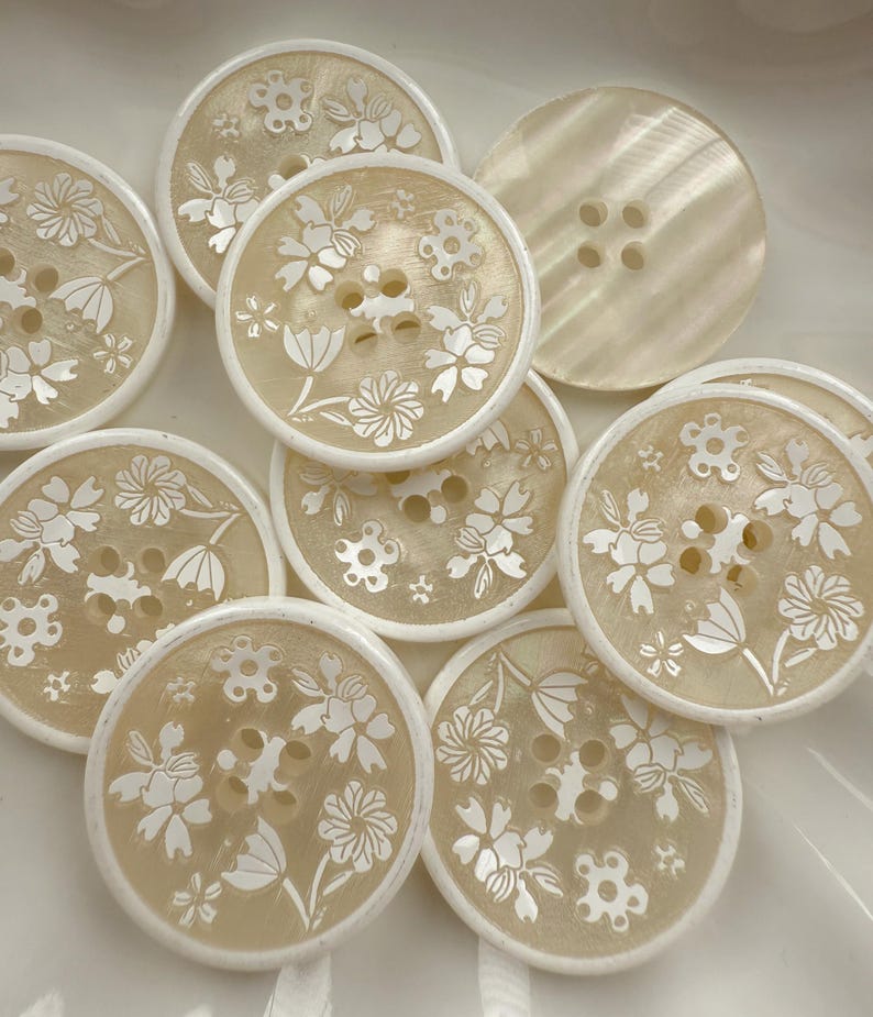 10PC White Flower & Leave Resin Buttons Sewing Crafts Flat Back Buttons ...