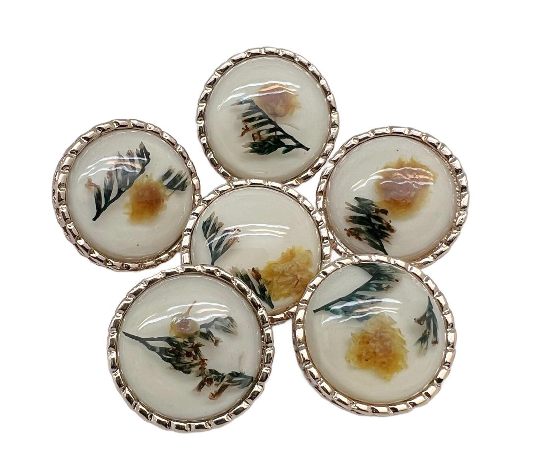 Dried Yellow Flower Gold Metal Buttons: Metal Shank Buttons for Sewing ...