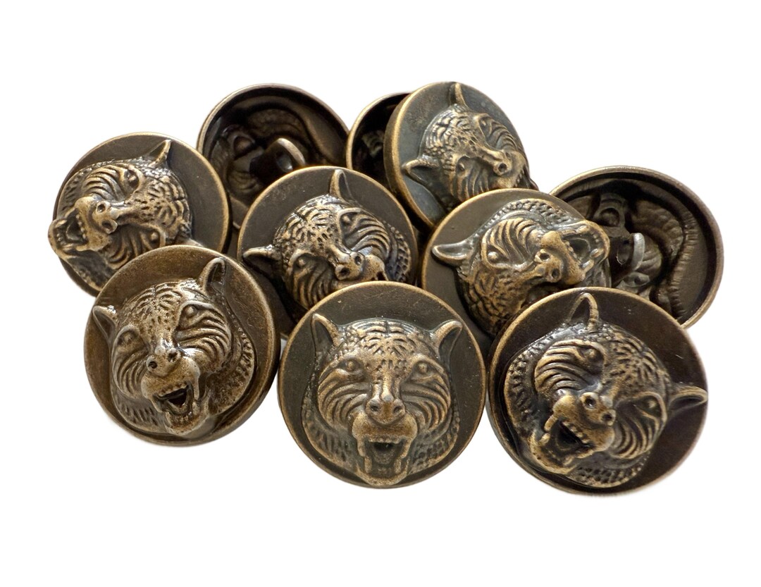 10PC Antiqued Bronze Tiger Metal Buttons With Shank 20mm - Etsy