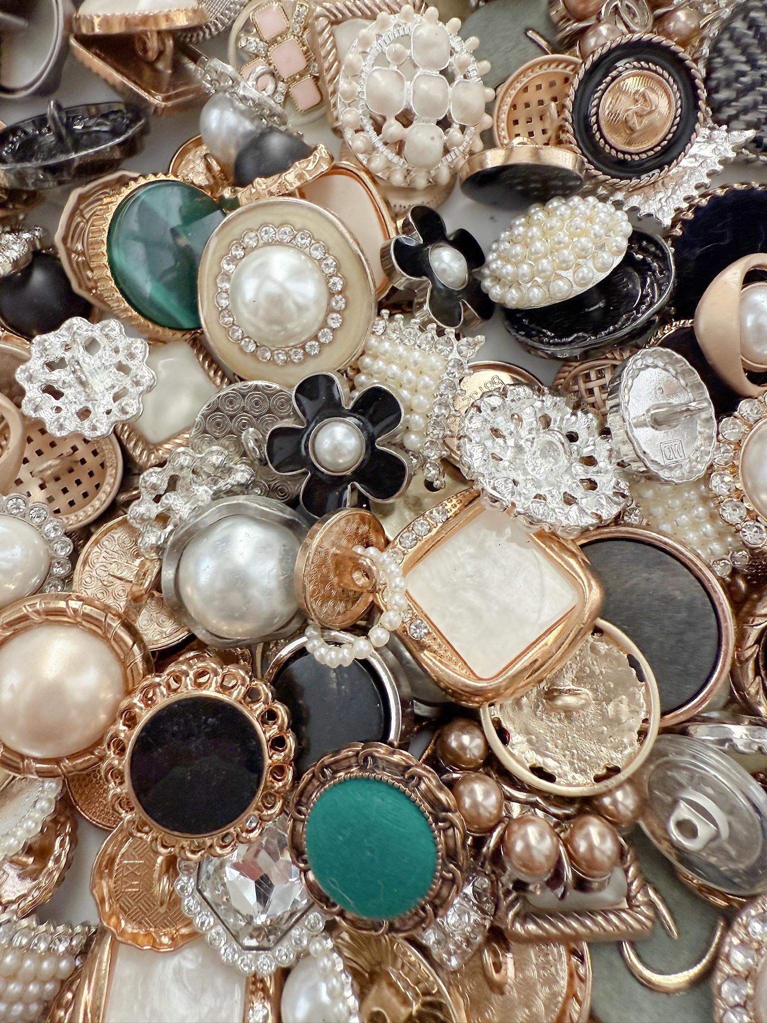 10/20/30PC Vintage Gemstone Pearl Rhinestone Metal Shank Metal Buttons ...
