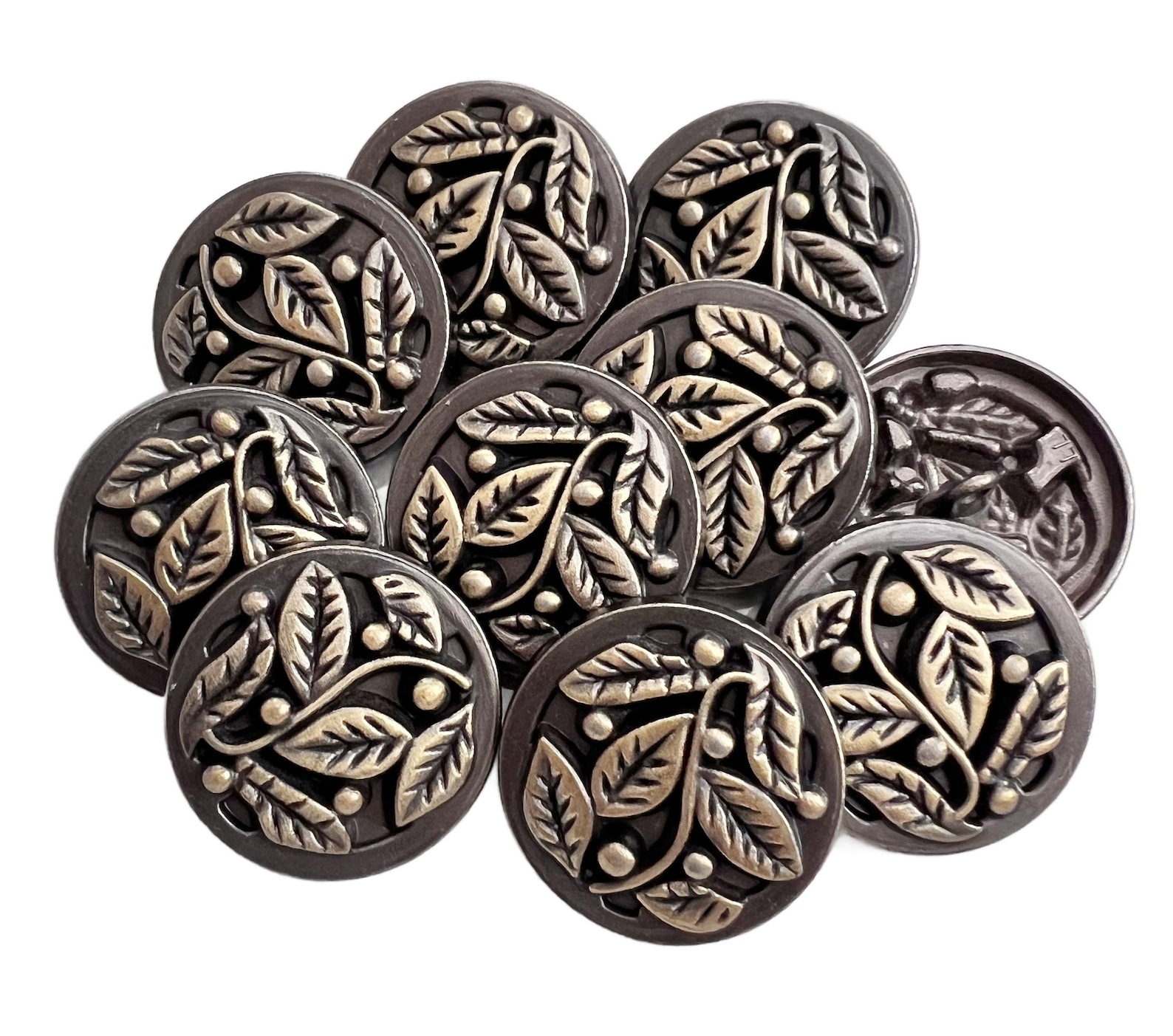 10PC Antiqued Bronze Leave Vines Metal Buttons With Shank 25mm 1 Inch ...