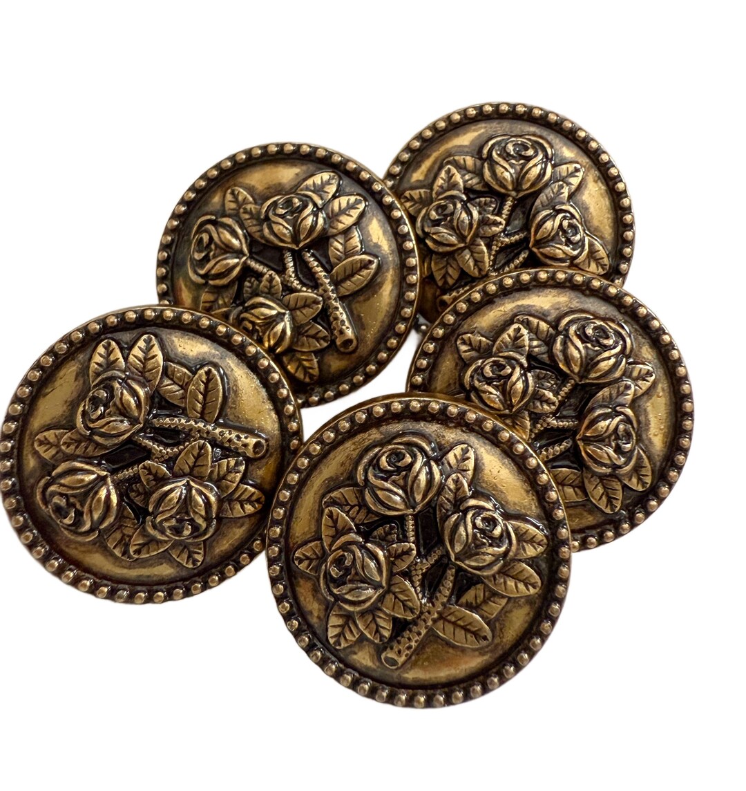 Antiqued Bronze Gunmetal Rose Buttons: Metal Shank Buttons for Sewing ...