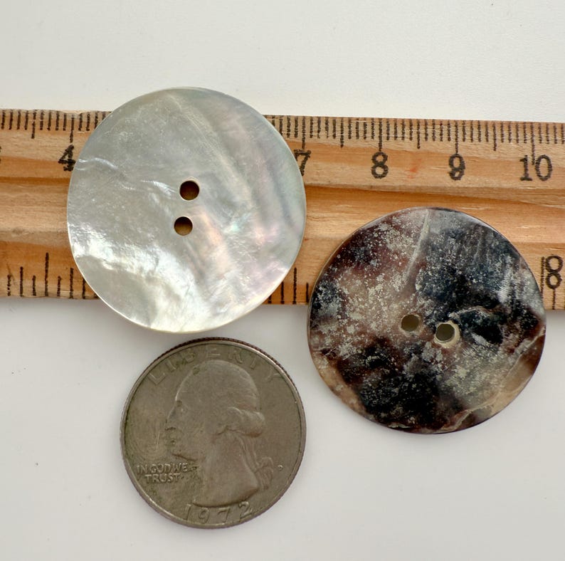 Abalone Shell Buttons: Natural Mother of Pearl, 2-hole, 30mm (5PC) - Etsy
