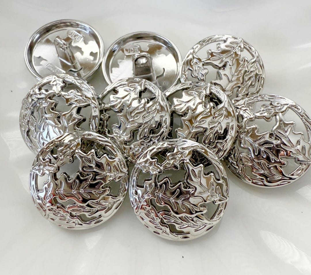 10PC Silver Leave Vines Metal Buttons Shank Buttons for Crafts Sewing ...