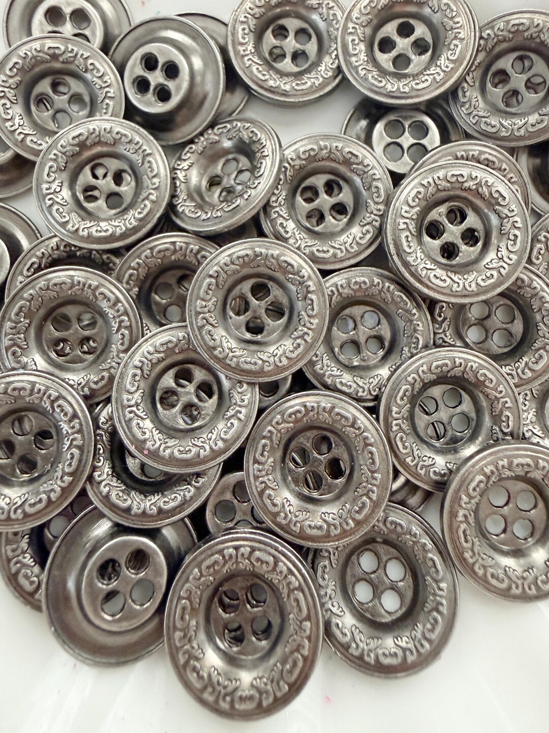 10PC Silver Metal Sewing Button Flat Back 4 Holes Shirt Buttons 1/2
