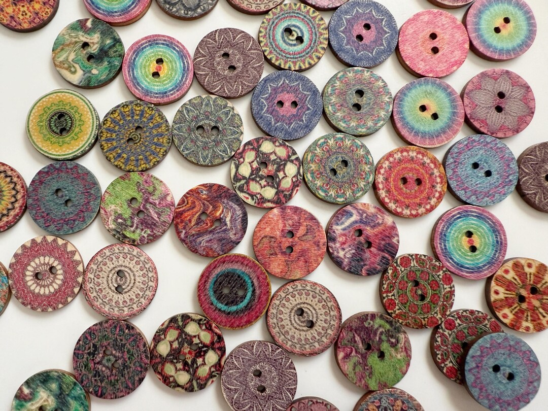 100PC Vintage Paint Round Wood Buttons Sewing Crafts 20mm - Etsy
