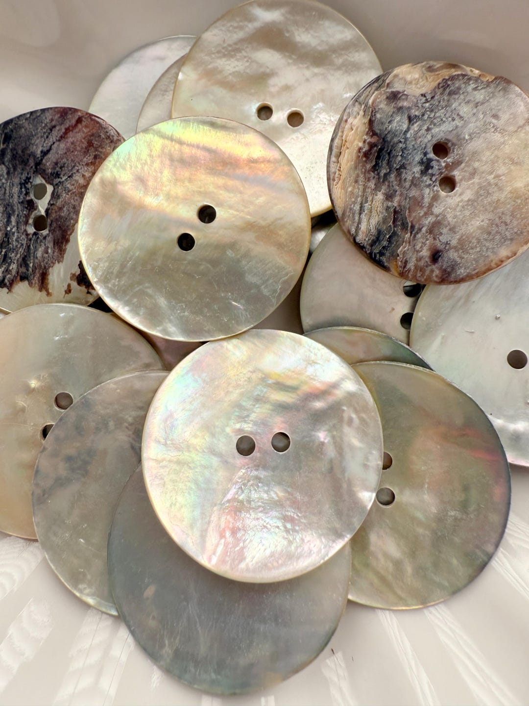 Abalone Shell Buttons: Natural Mother of Pearl, 2-hole, 10mm ~ 30mm ...