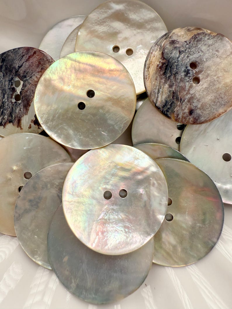 Abalone Shell Buttons: Natural Mother of Pearl, 2-hole, 10mm ~ 30mm ...