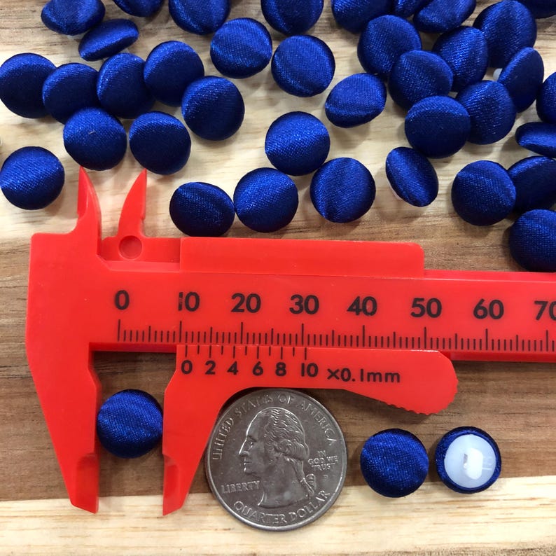 Royal Blue Satin Cloth Buttons Plastic Shank Fabric Covered Buttons 18L ...