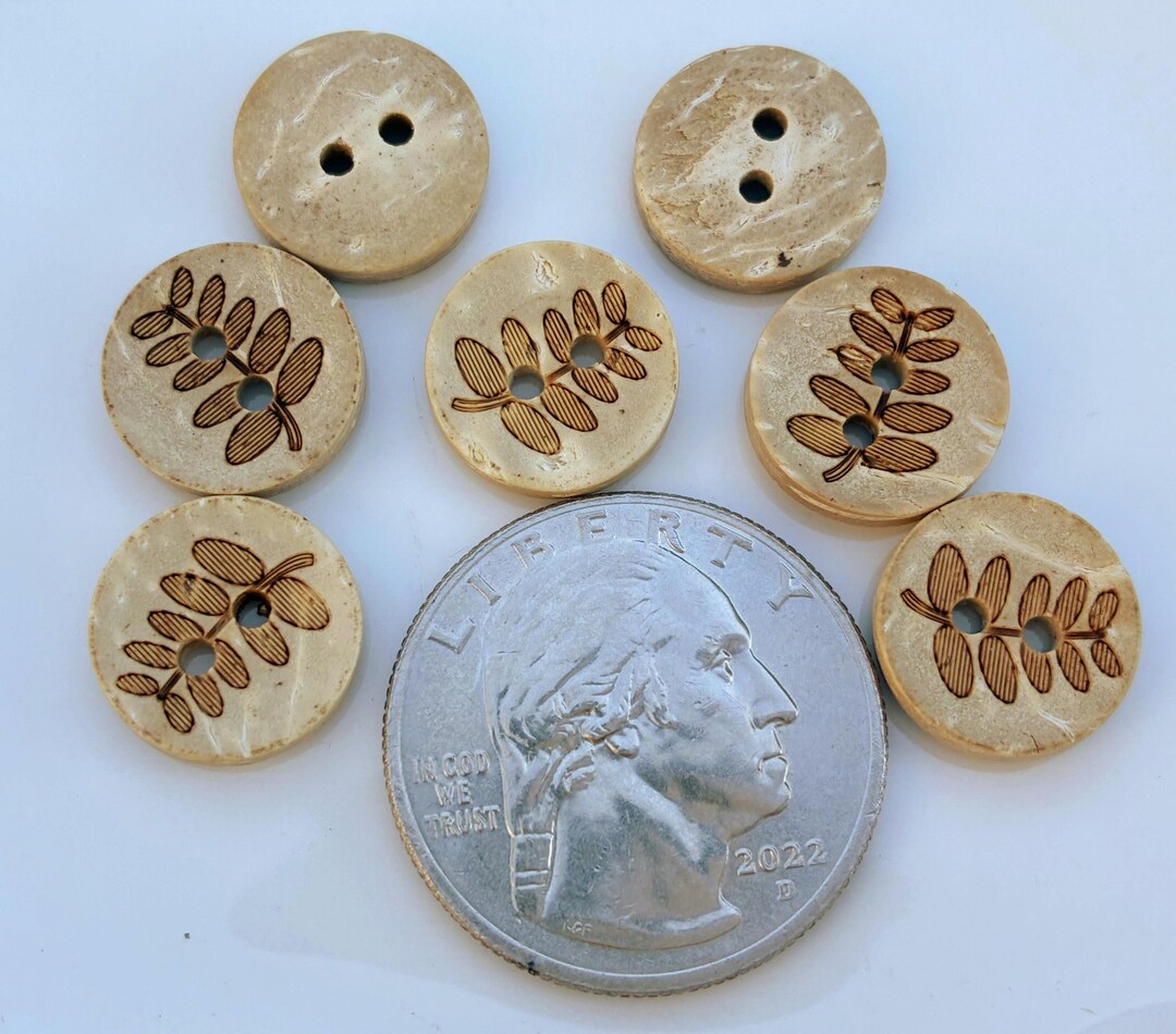 30PC Leave Coconut Shell Buttons 2 Hole Scrapbooking Sewing Buttons ...