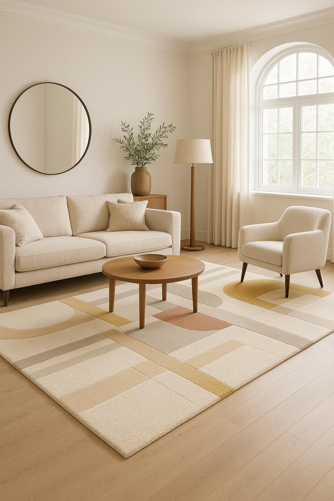 Handwoven Geometric Area Rug – Neutral Scandinavian Carpet - Etsy