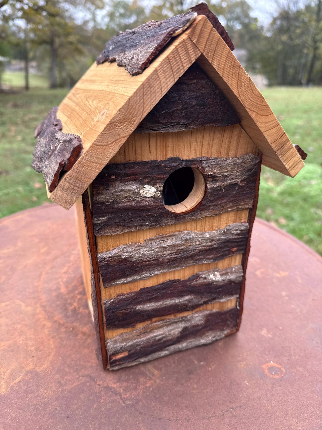 Handcrafted Cedar W/bark Birdhouse - Etsy
