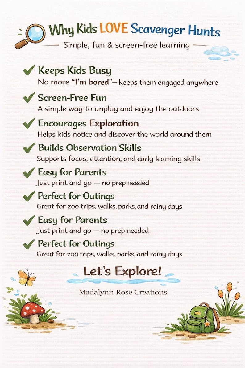 Outdoor Scavenger Hunt Bundle for Kids | Zoo Farm Aquarium Printable ...