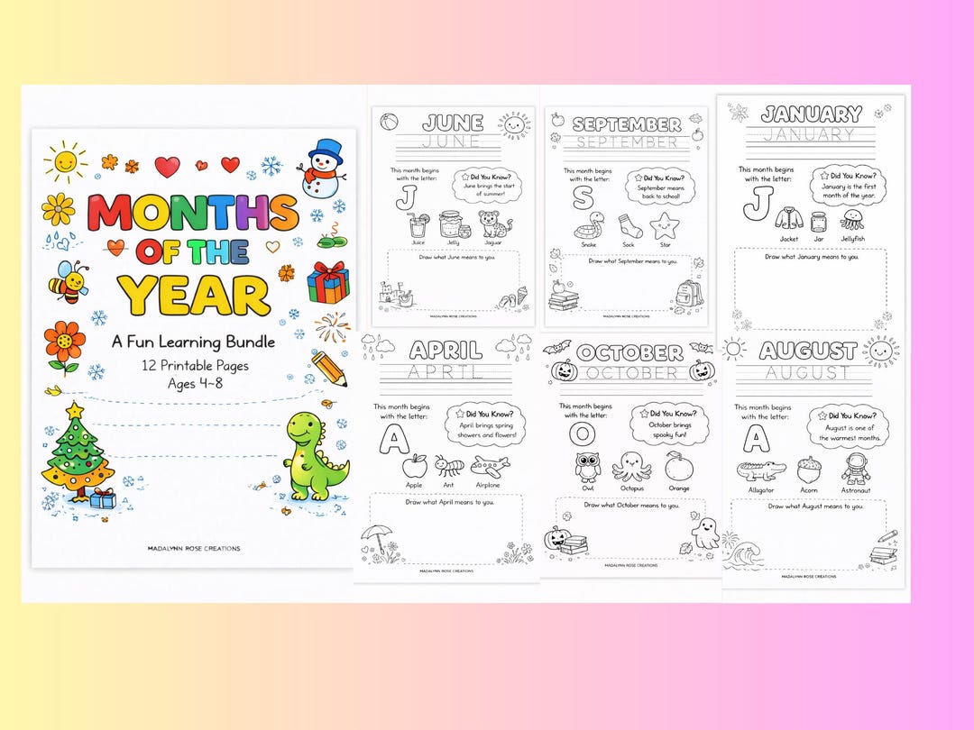 Months of the Year Worksheets Printable | Trace & Learn Calendar ...