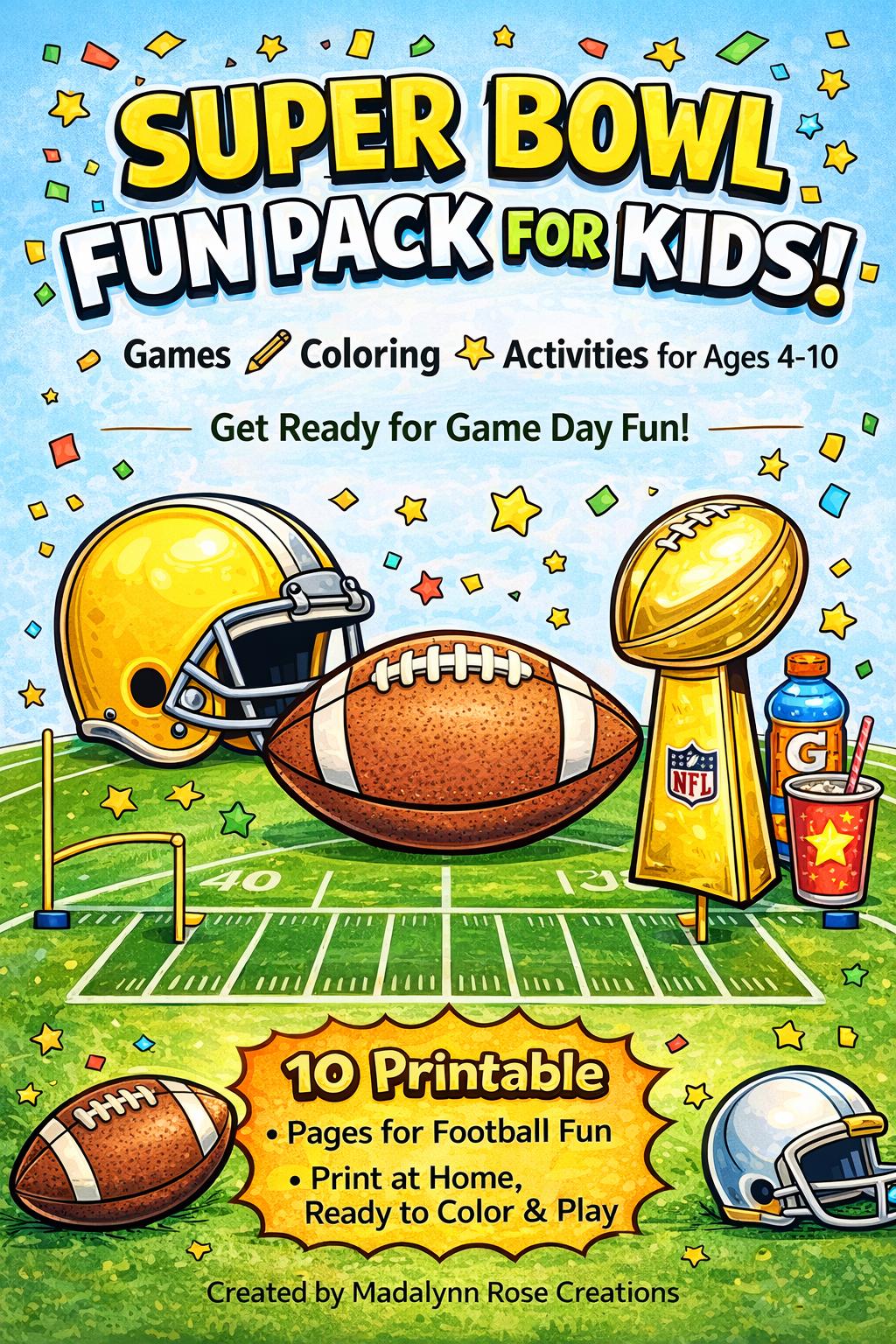 Super Bowl Activities for Kids Printable | Game Day Coloring, Bingo ...