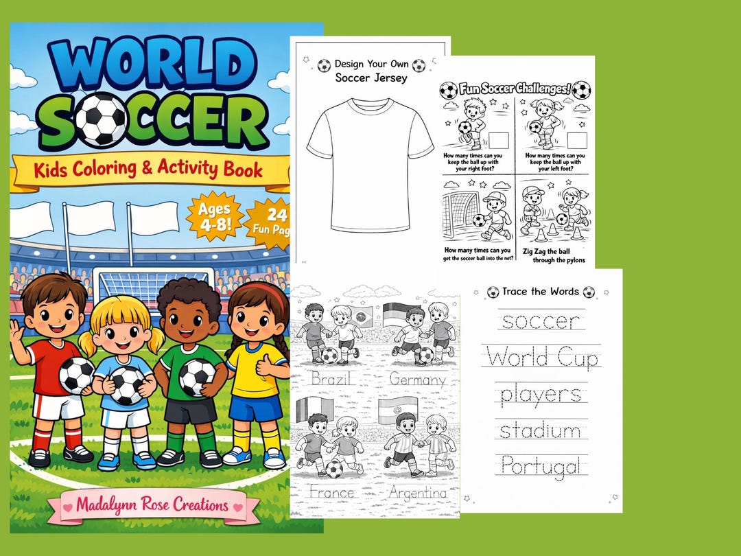 World Cup Soccer Activities for Kids | Printable Coloring, Movement ...
