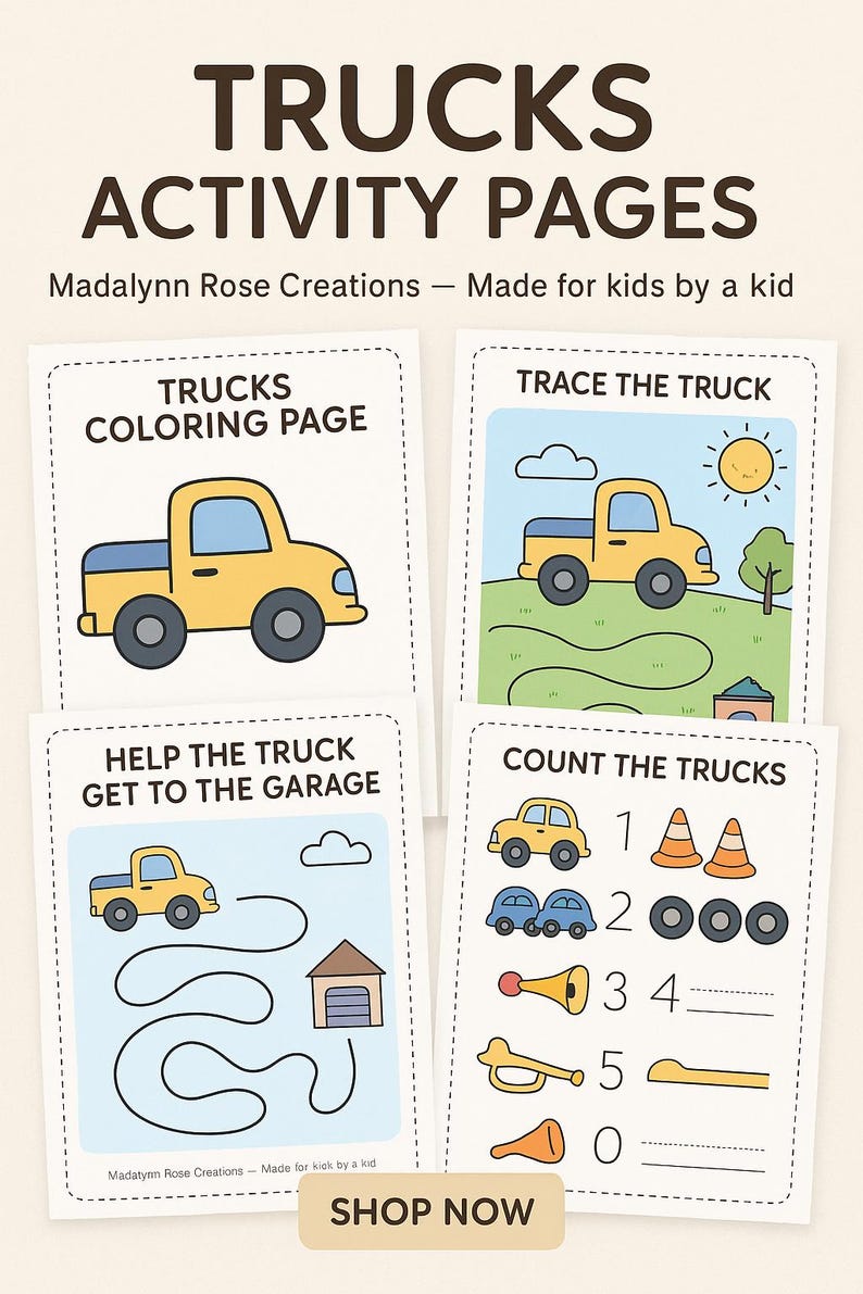 Printable Truck Activity Sheets | Kids Transportation Worksheets ...