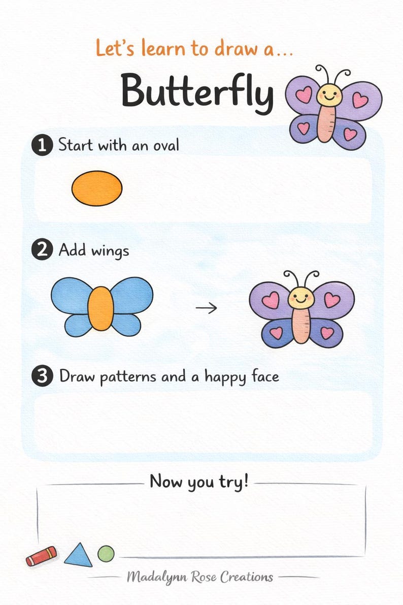 Learn to Draw With Simple Shapes | Step-by-step Drawing Pages for Kids ...