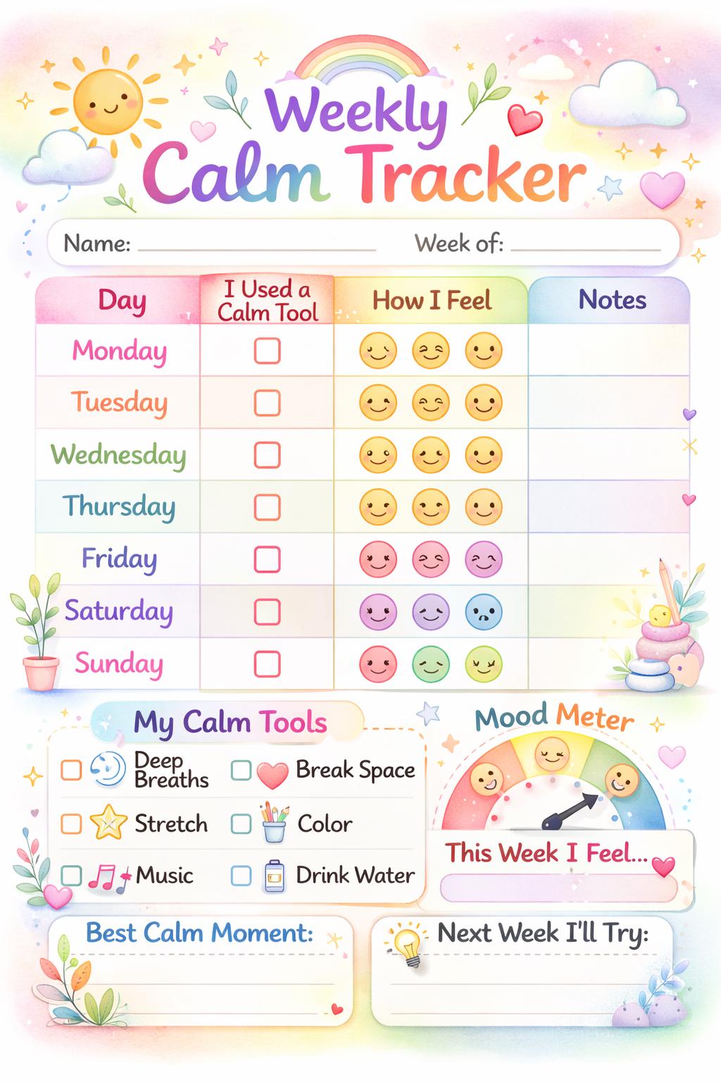 Calm Down Corner Printable Kit | Emotional Regulation & SEL Activities ...