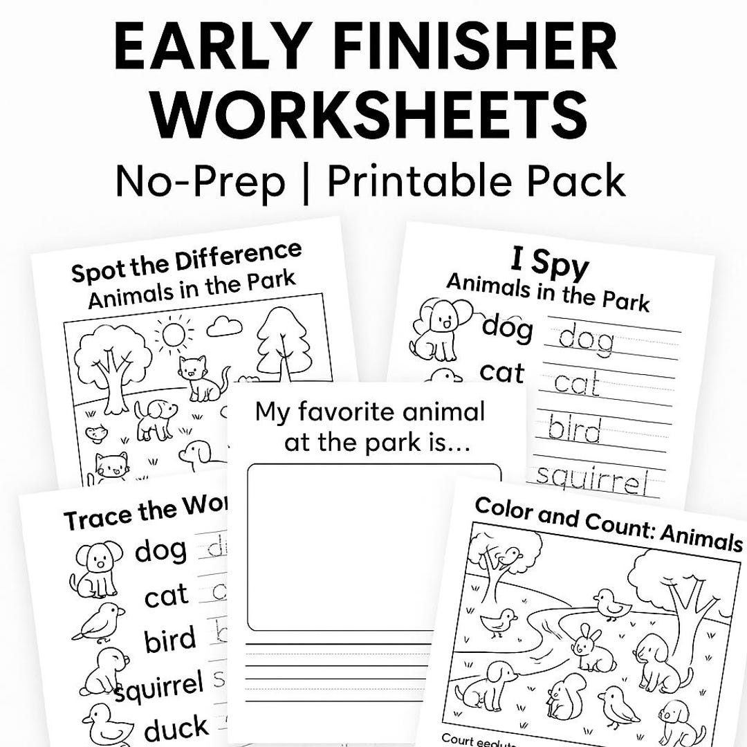 Early Finisher Worksheets for Kids | No-prep Animal Printables ...
