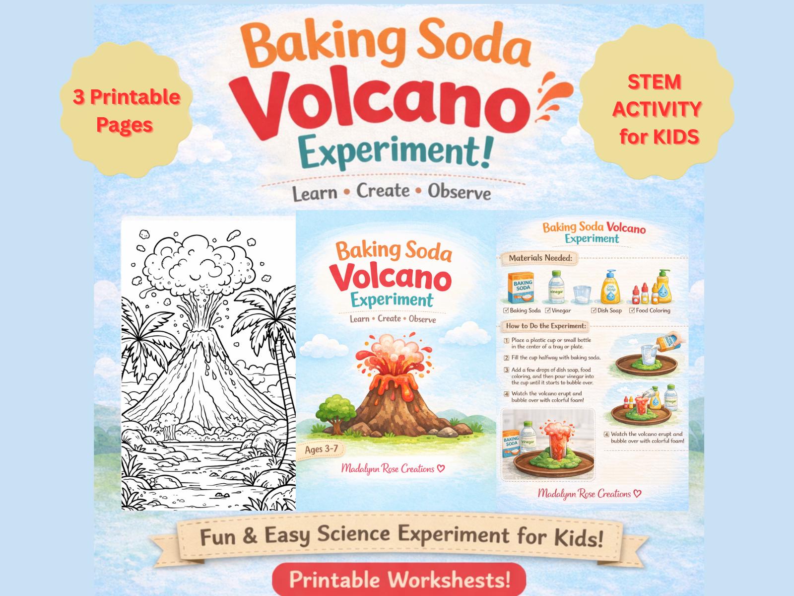Baking Soda Volcano Experiment Printable | Kids Science Activity ...