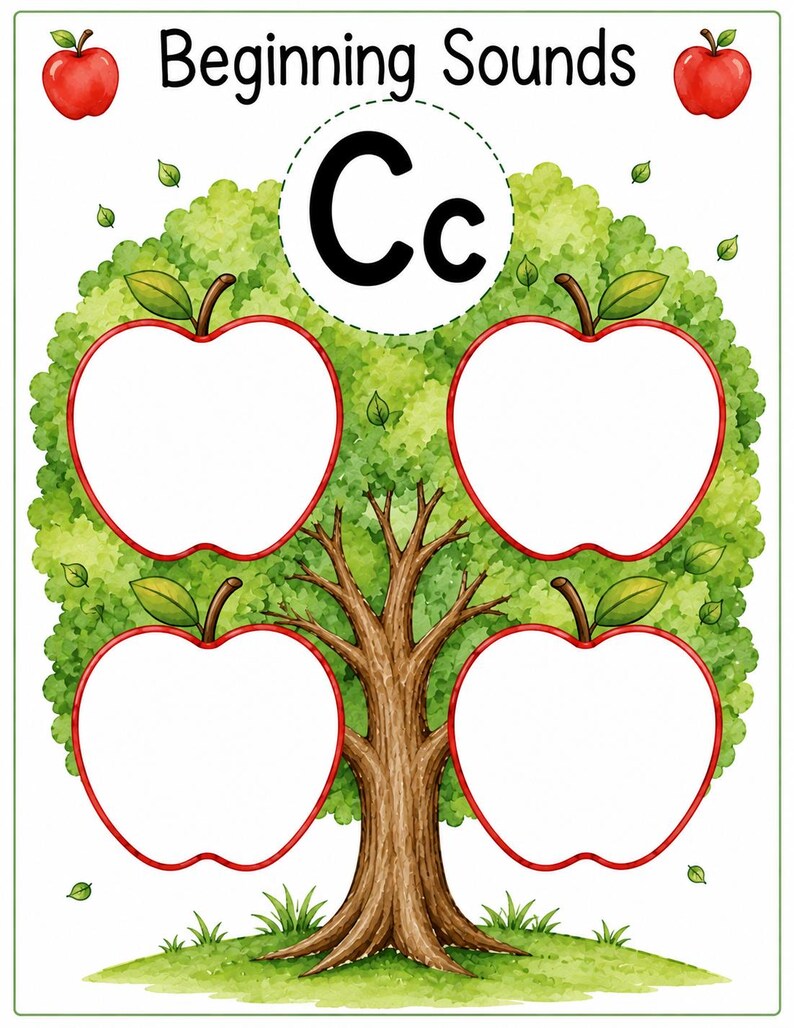 Apple Phonics Activities Bundle | Beginning Sounds, CVC Words & Rhyming ...