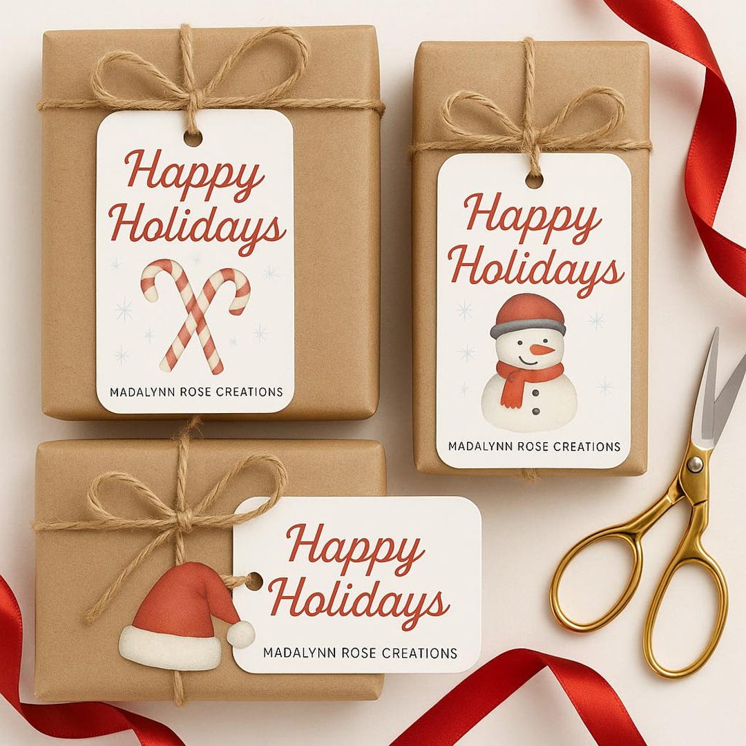 Printable Christmas Gift Tags – Snowman, Candy Cane, Santa (digital ...
