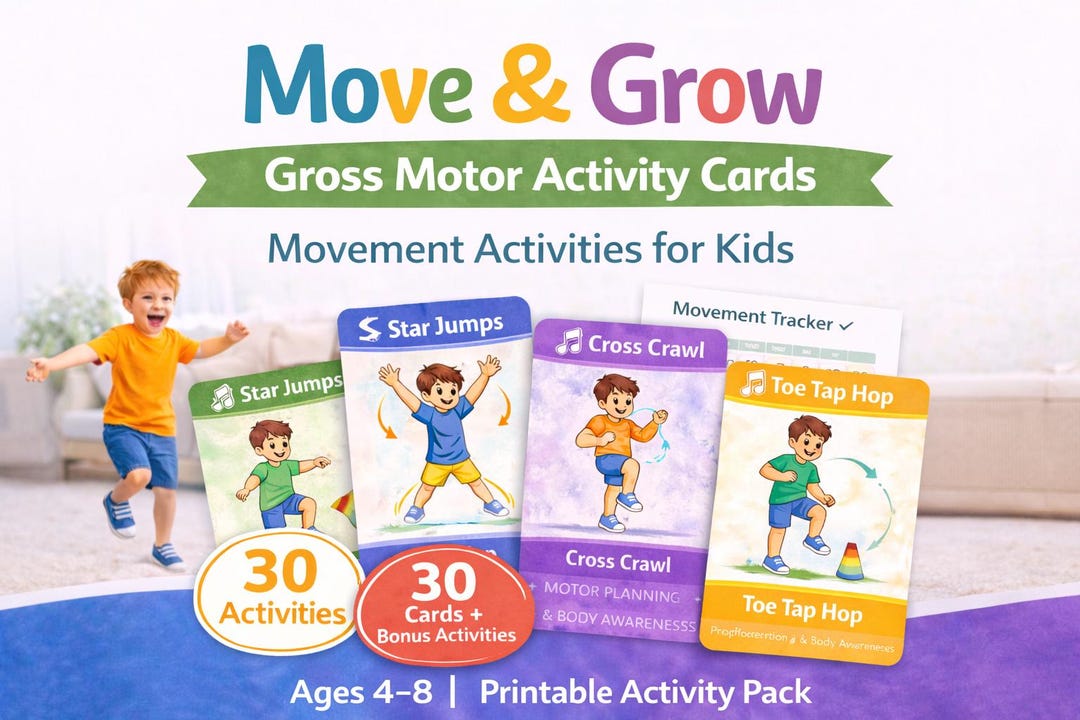 Movement Activity Cards for Kids | Brain Break Printable | Gross Motor ...
