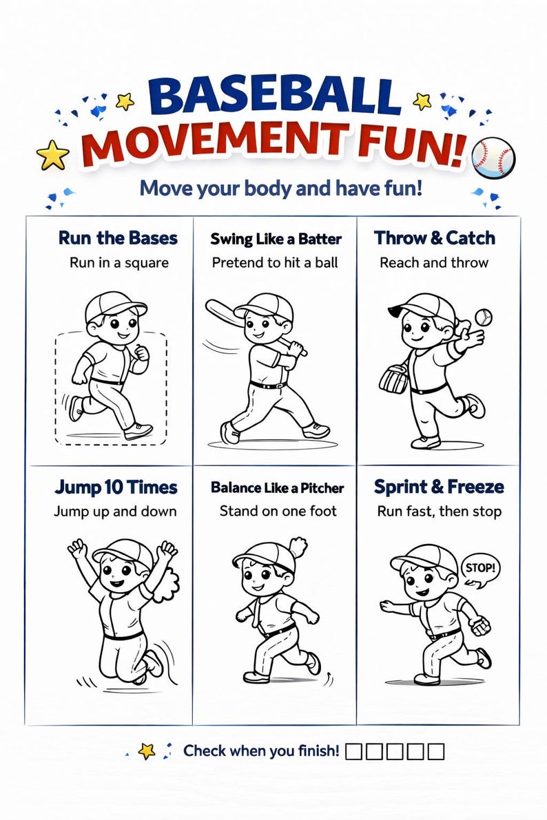 Baseball Activity Pack for Kids | Sports Printable Bundle, Design Your ...