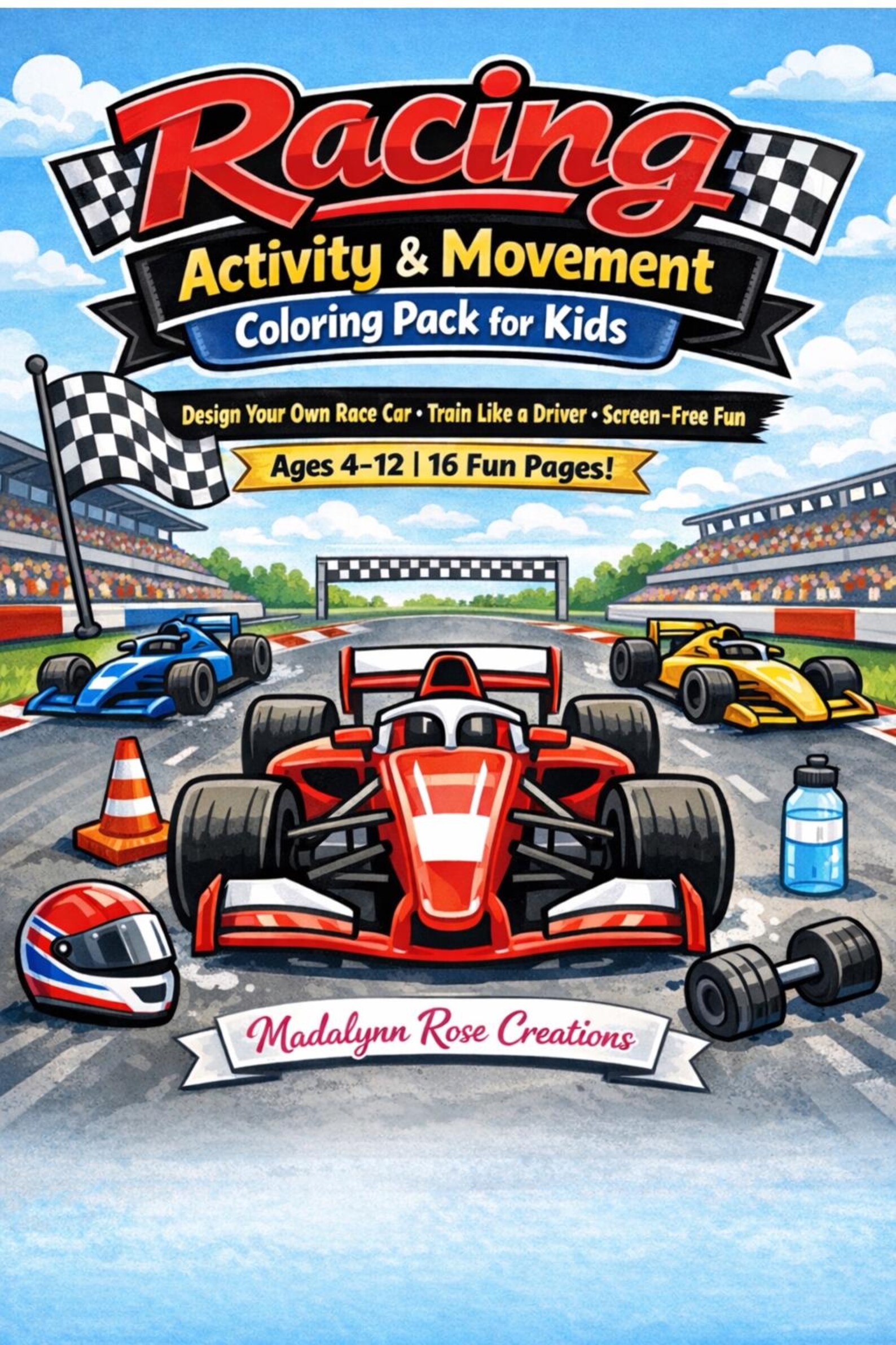 Race Car Activity Book for Kids | Design & Movement Games (digital ...