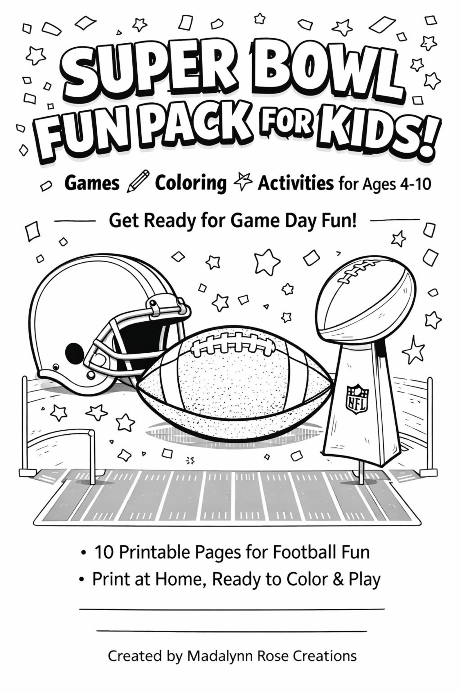 Super Bowl Activities for Kids Printable | Game Day Coloring, Bingo ...