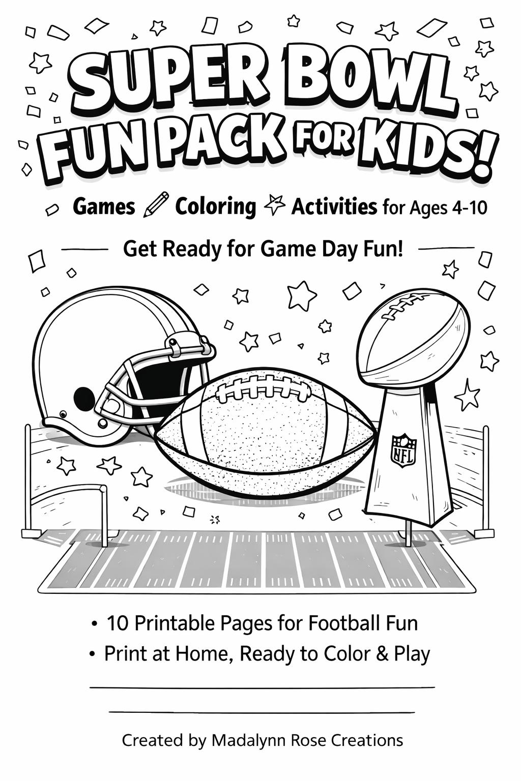 Super Bowl Activities for Kids Printable | Game Day Coloring, Bingo ...
