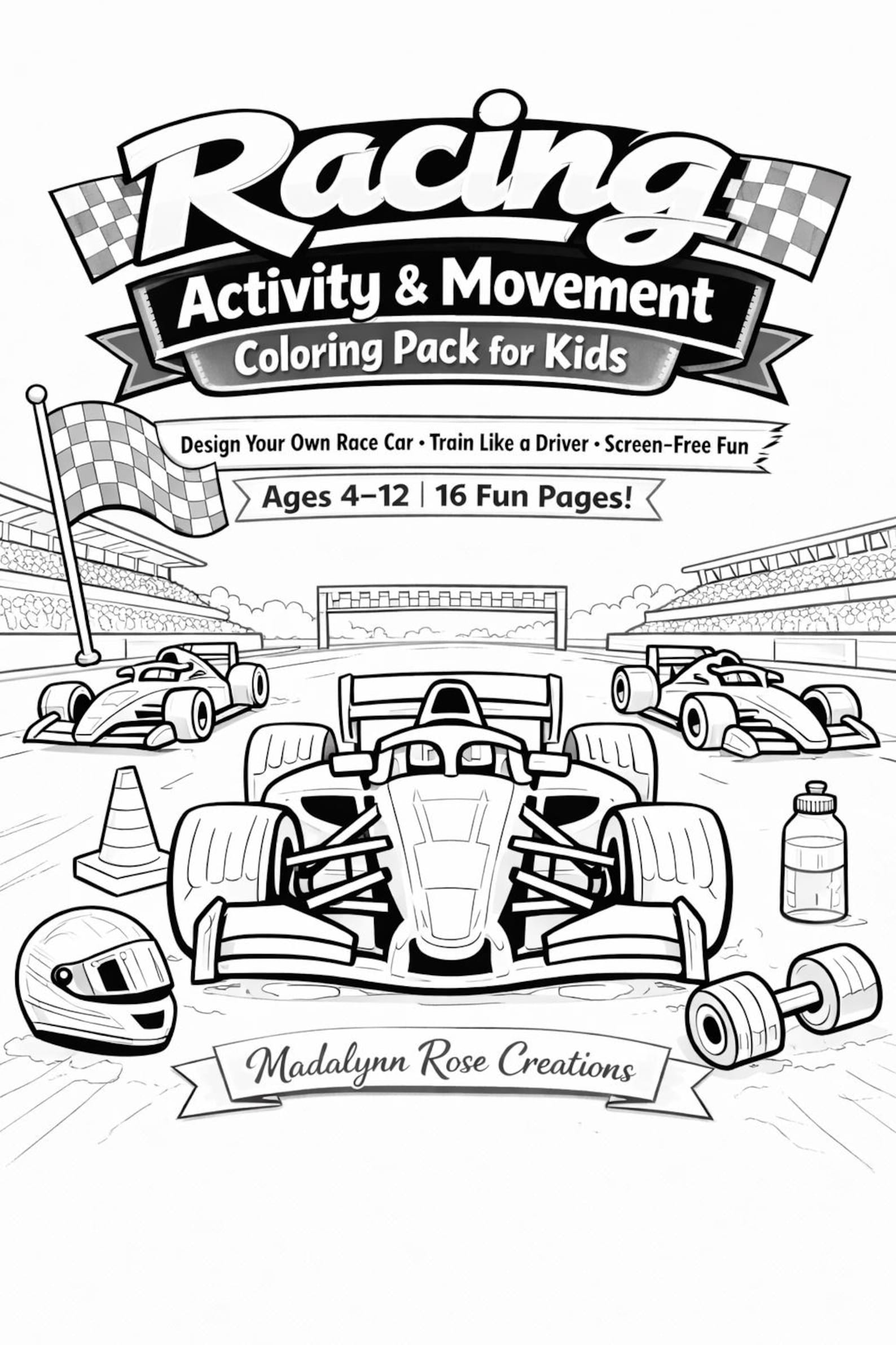 Race Car Activity Book for Kids | Design & Movement Games (digital ...