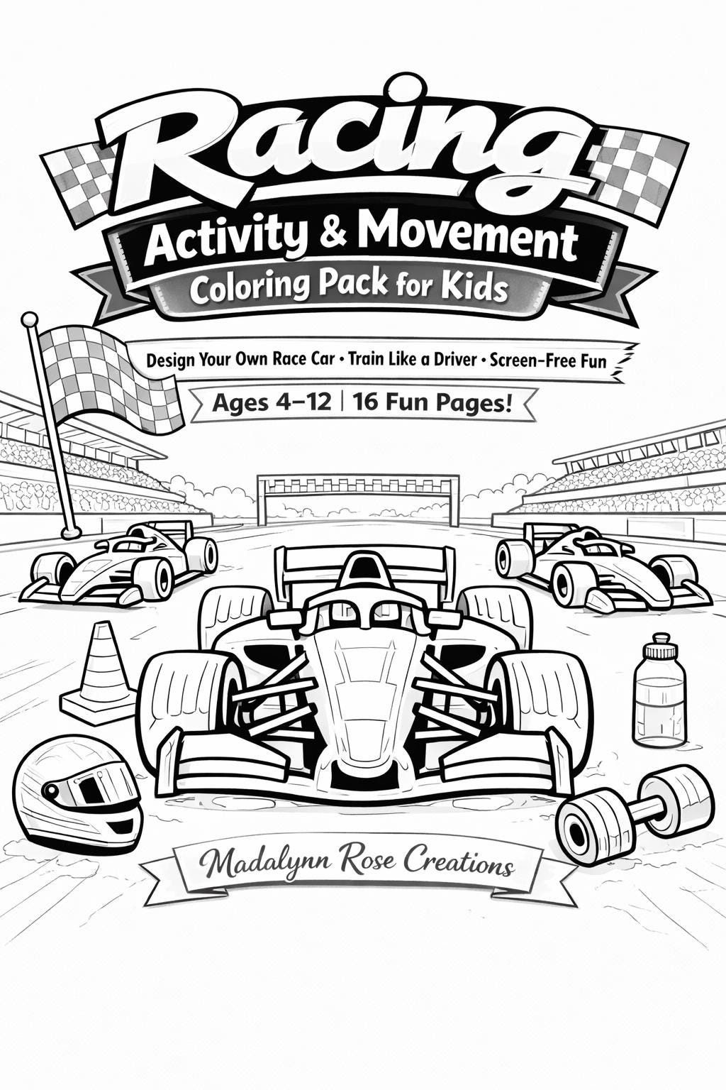 Race Car Activity Book for Kids | Design & Movement Games (digital ...