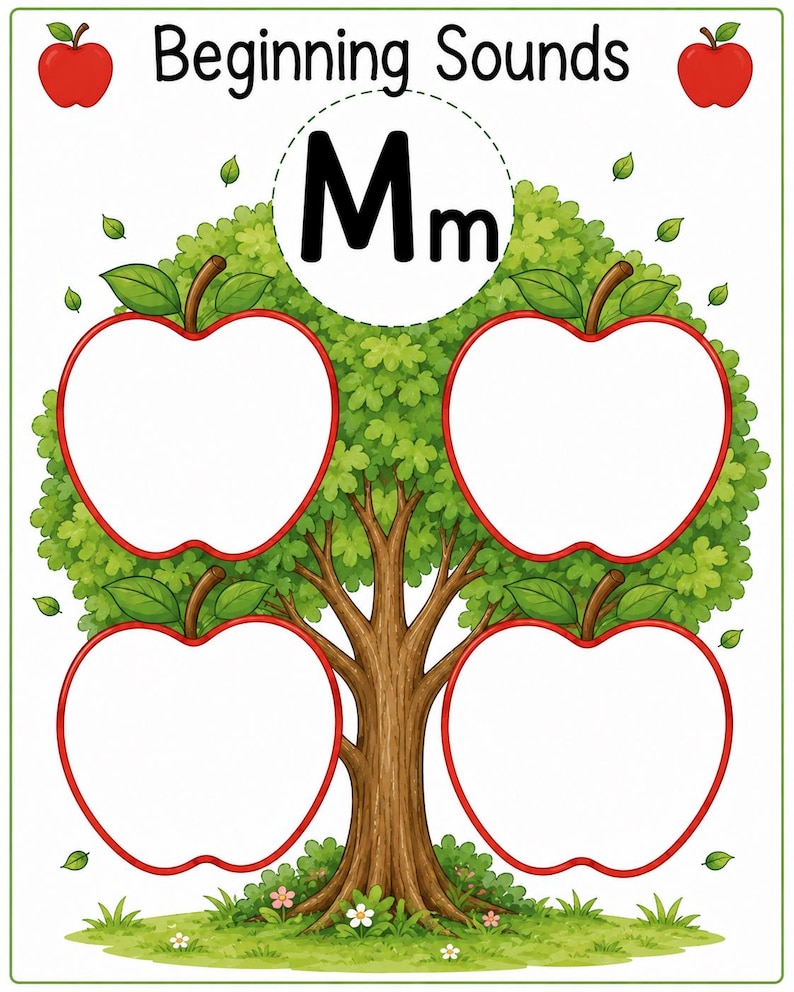 Apple Phonics Activities Bundle | Beginning Sounds, CVC Words & Rhyming ...