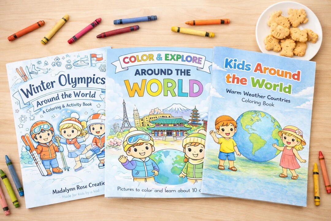 Winter Olympics & Around the World Coloring Books Bundle | Global ...