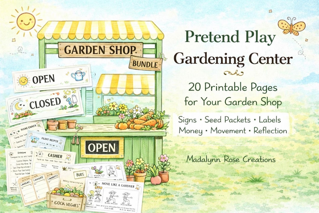 Pretend Play Gardening Center Kit for Kids | Garden Shop Printable | 20 ...