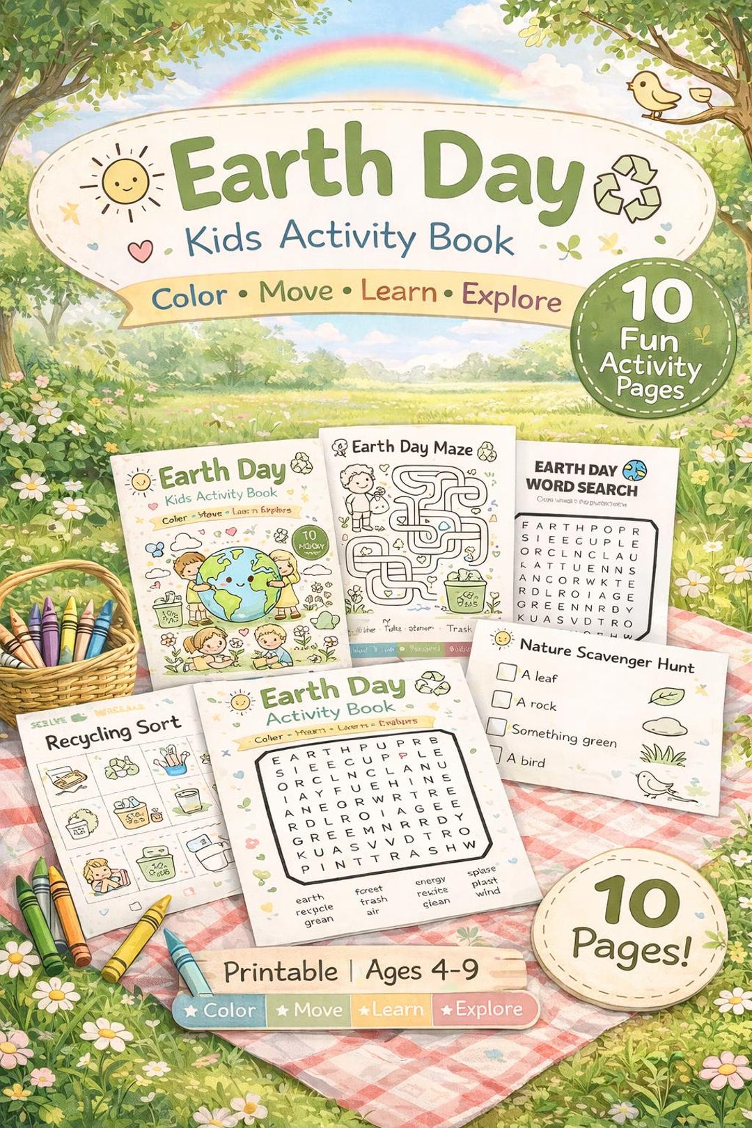 Earth Day Activity Book for Kids | Printable Coloring, Maze, Word ...