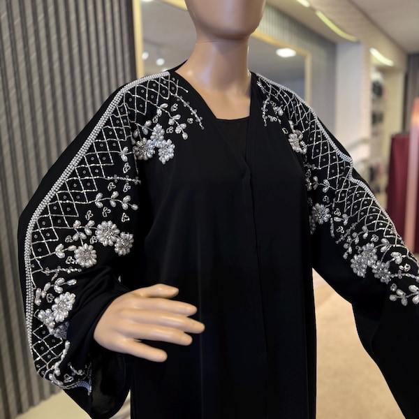 Black Silver Abaya - Etsy