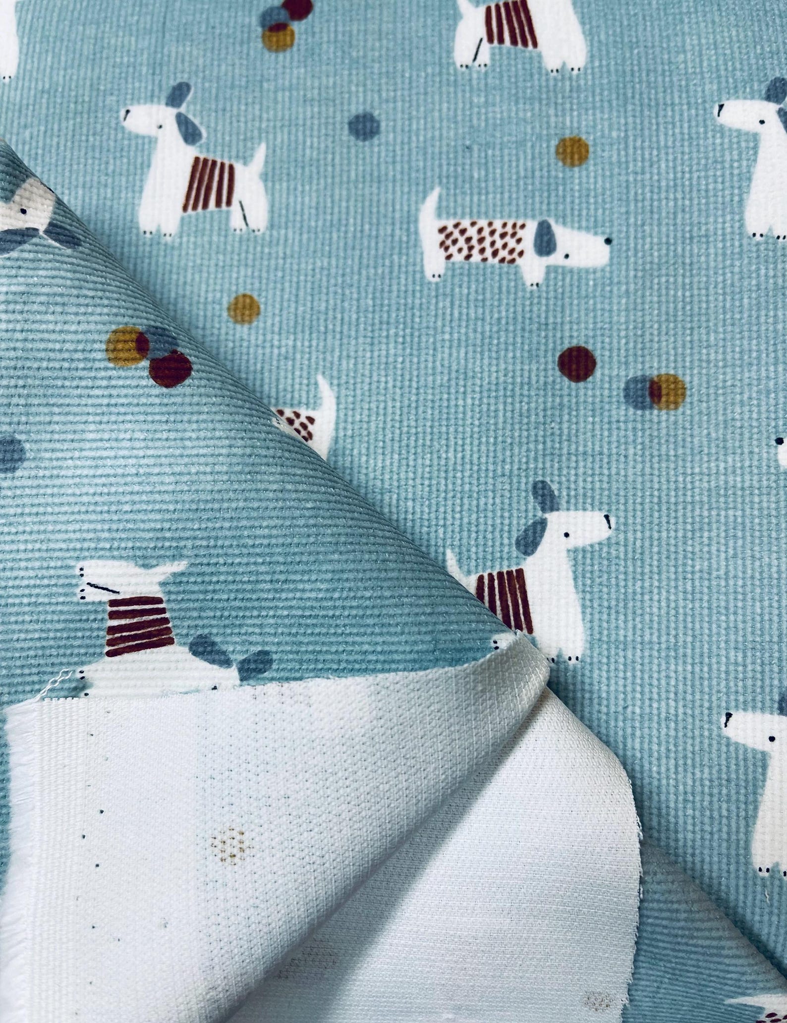 ANDY AND JEN Printed Babycord – All Cotton Woven Fabric – Cute Dog ...
