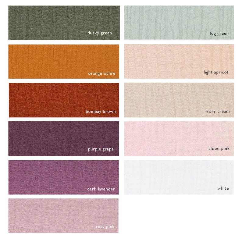 COTTON DOUBLE GAUZE | 11 Beautiful Colors - Etsy