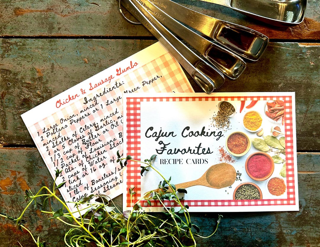 Digital Cajun Cooking Recipe Cards, Chicken and Sausage Gumbo, Editable ...