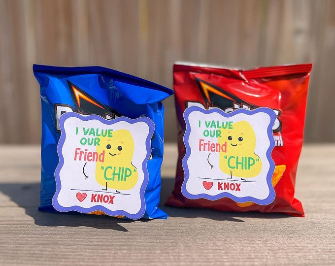 Valentine Chip Bag Tag Printable Pink, Kids Valentines Cards for School ...