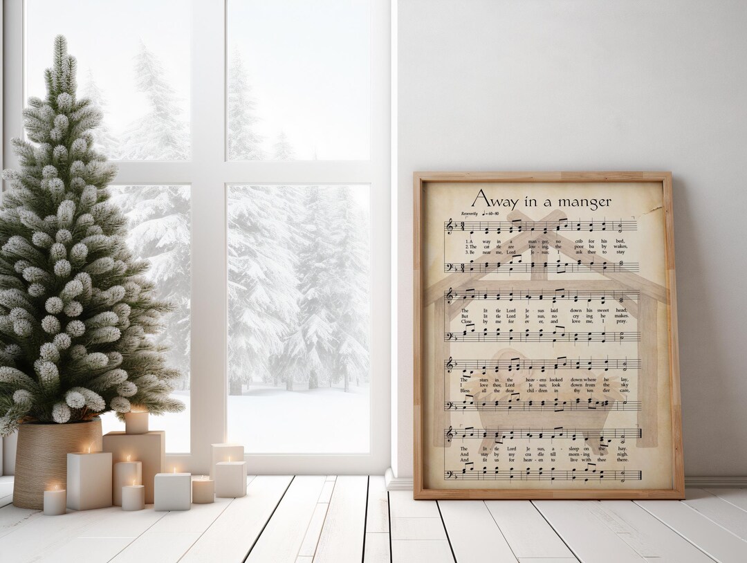 Away in a Manger Sheet Music Wall Art – Digital Download | Nativity ...