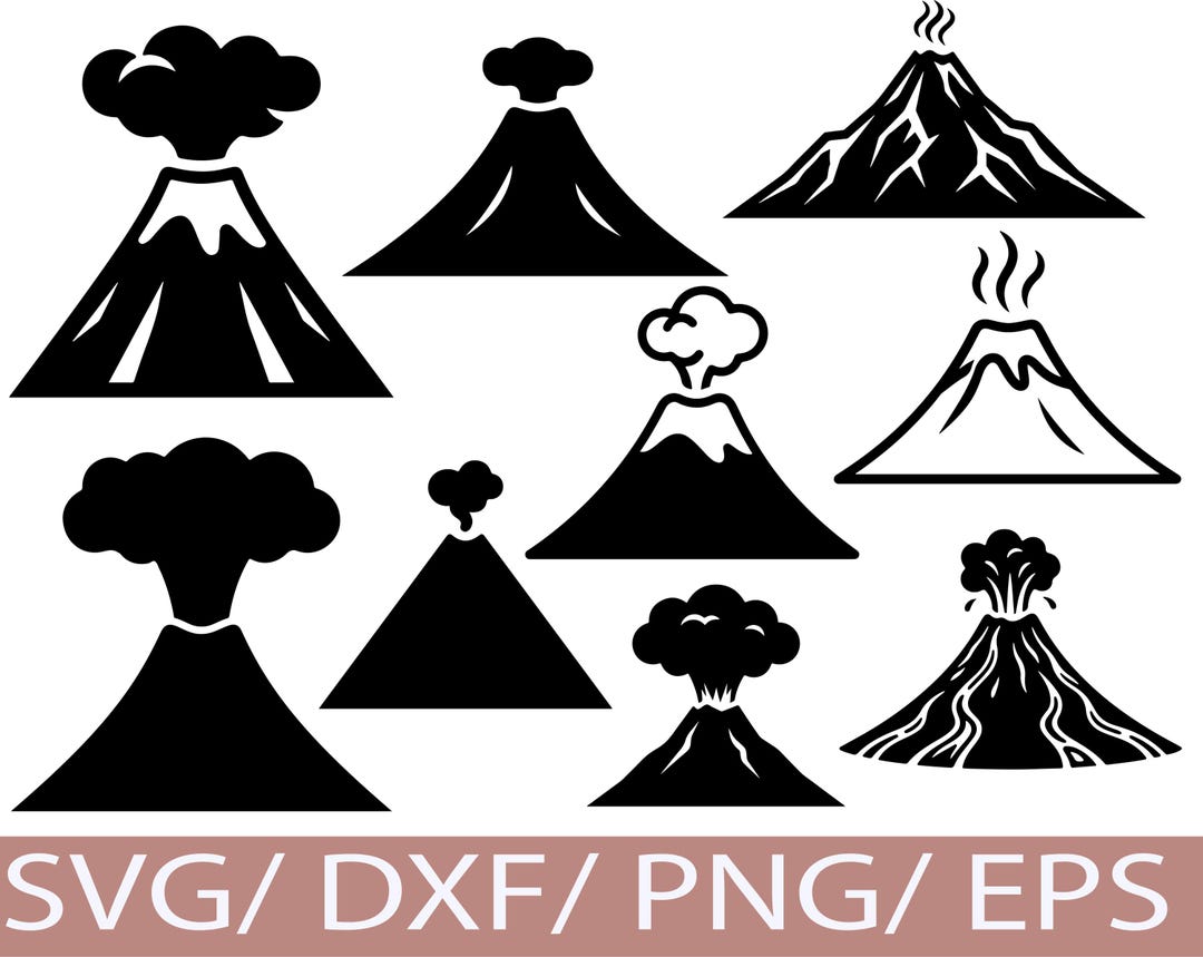 Volcano SVG Cut Files | Erupting Mountain Silhouette (digital Download ...