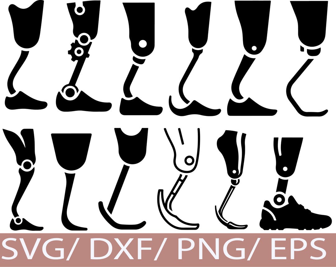 Prosthetic Leg SVG Bundle | Artificial Limb Silhouettes | Medical Rehab ...