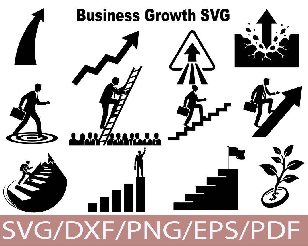 Business Growth SVG Bundle | Success & Leadership Icons Silhouette ...