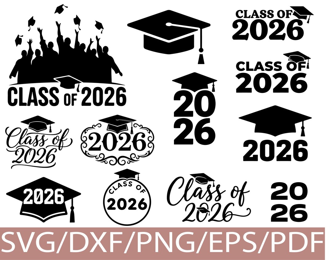 Class of 2026 Graduation Silhouette Bundle Senior Grad Clipart Set - Etsy