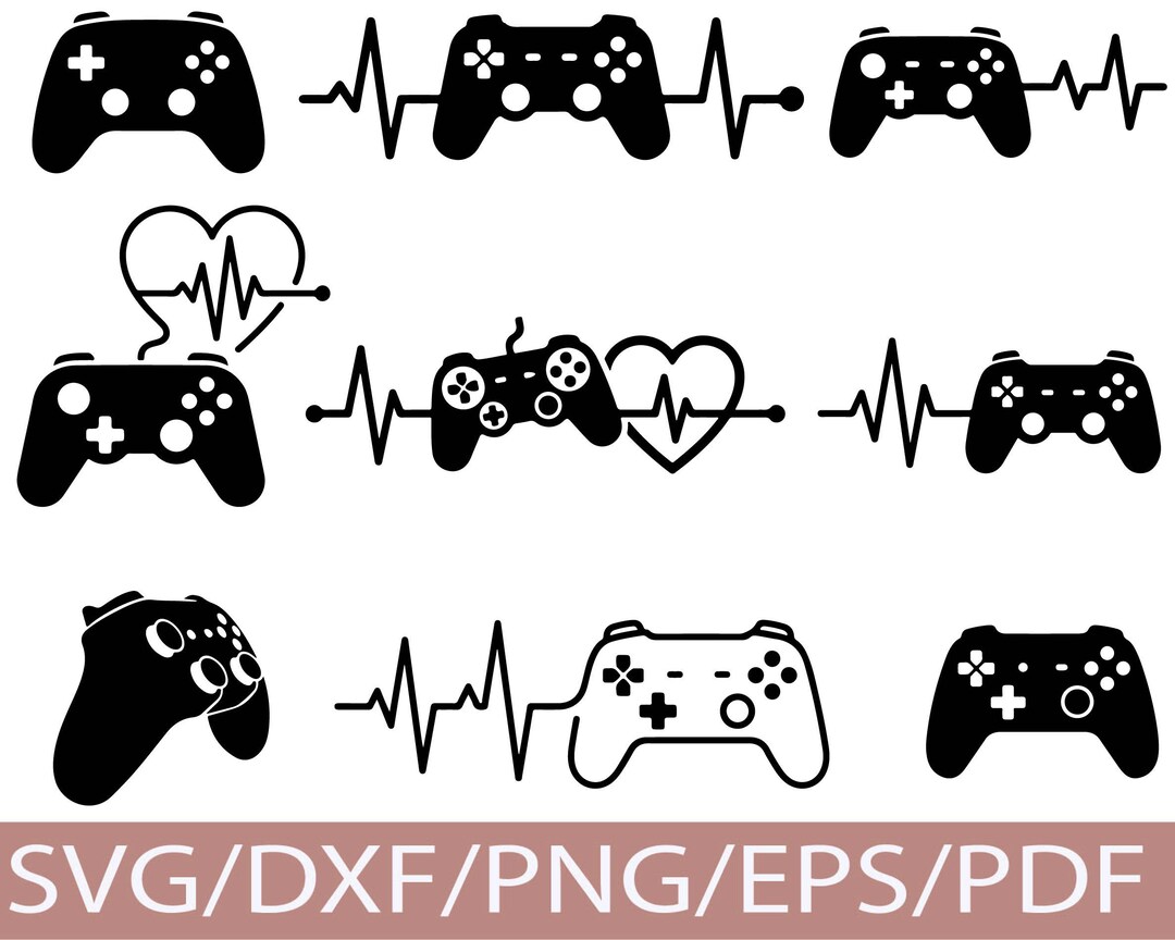 Gamer Heartbeat Controller SVG Bundle | Video Game Cut Files (digital ...