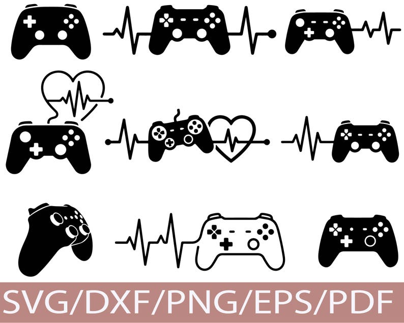 Gamer Heartbeat Controller SVG Bundle | Video Game Cut Files (digital ...